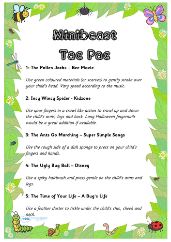 Minibeasts Tac Pac/ Sensory Music | Teaching Resources