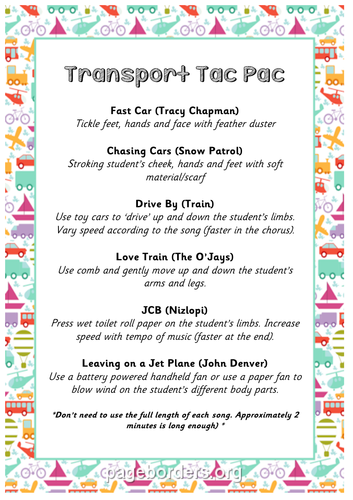 Transport Tac Pac/Sensory Music | Teaching Resources