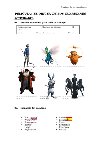Spanish Christmas movie booklet 'El origen de los guardianes' (The rise ...