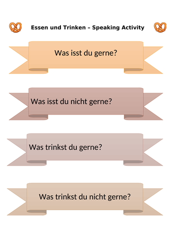 Essen und Trinken - Speaking / Starter Activity | Teaching Resources