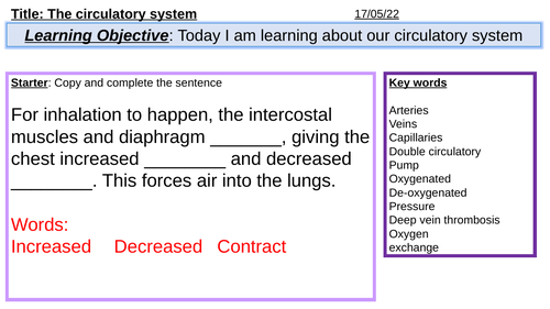 KS3 Circulatory system | Teaching Resources