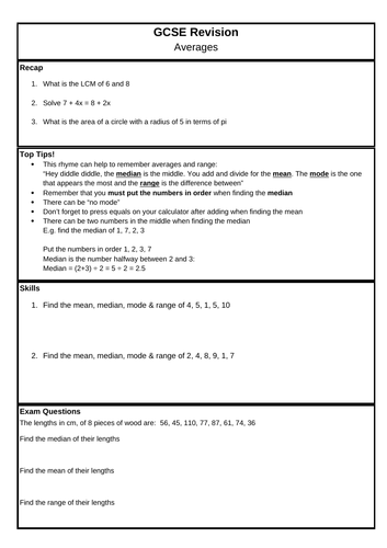 Revision - GCSE (F) - Data units | Teaching Resources