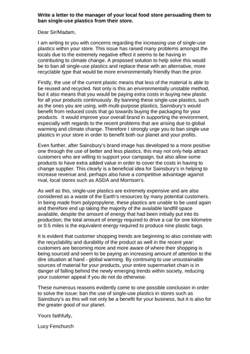 GCSE 9-1 English Language Letter Non-fiction Model Answer Task ...