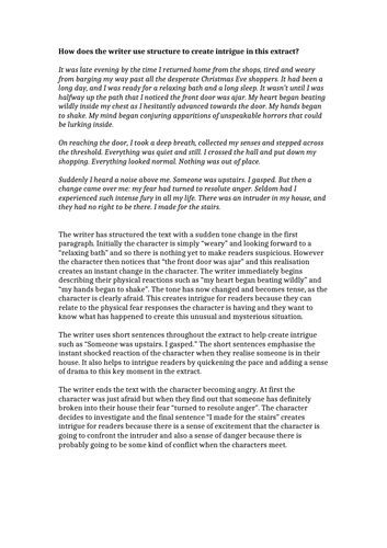 GCSE 9-1 English Language Structure Qu Model Answers | Teaching Resources