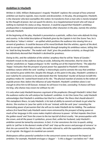Essay: ambition in Macbeth (full marks) | Teaching Resources