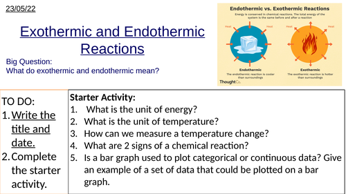 GCSE Chemistry Exothermic and Endothermic Reactions: Complete Lesson ...