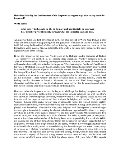 Grade 9 Inspector Calls essay - AQA GCSE | Teaching Resources Grade 9 Inspector Calls essay - AQA GCSE | Teaching Resources