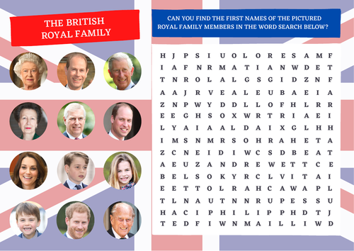 The Royal Family Queen's Jubilee Inspired Wordsearch Game Activity ...