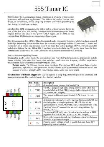 555 Timer Circuit Ic Teaching Resources