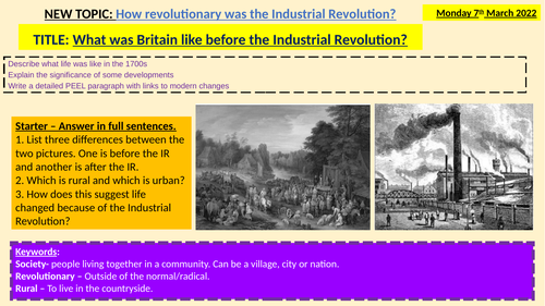 Industrial Revolution Year 8 lesson bundle | Teaching Resources