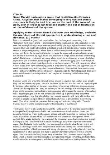 marxism and crime aqa sociology 30 mark example essay | Teaching Resources marxism and crime aqa sociology 30 mark example essay | Teaching Resources