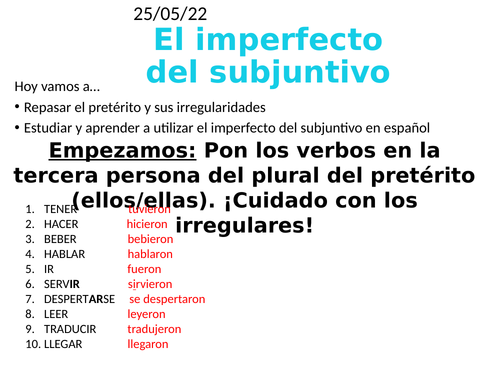 Imperfect subjunctive | Teaching Resources