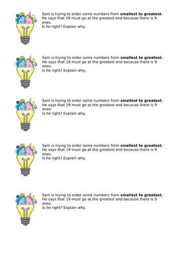 Ordering Numbers reasoning/problem solving | Teaching Resources Ordering Numbers reasoning/problem solving | Teaching Resources