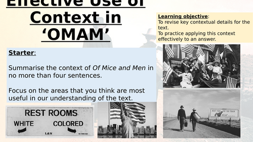 Of Mice and Men Context Revision | Teaching Resources