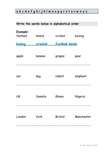 Sorting words into alphabetical order by first letter | Teaching Resources