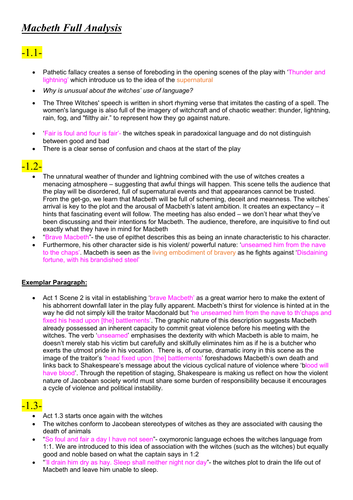 Macbeth Act 1 Full Analysis | Teaching Resources