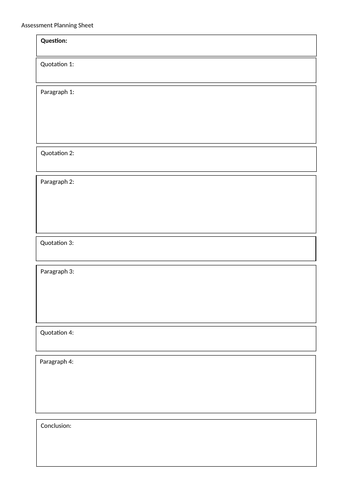 Quotation Assessment Essay Planning Sheet - Secondary | Teaching Resources