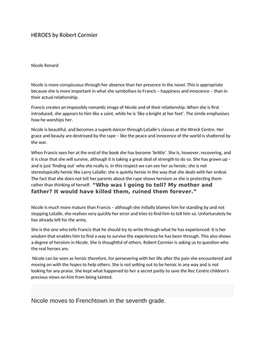 Character of Nicole Renard - Heroes GCSE ENGLISH LITERATURE A* ...