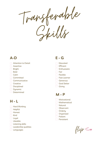 Transferable Skills Checklist | Teaching Resources Transferable Skills Checklist | Teaching Resources