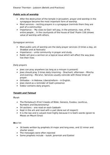 GCSE R.E. Judaism - Beliefs and Practices | Teaching Resources GCSE R.E. Judaism - Beliefs and Practices | Teaching Resources
