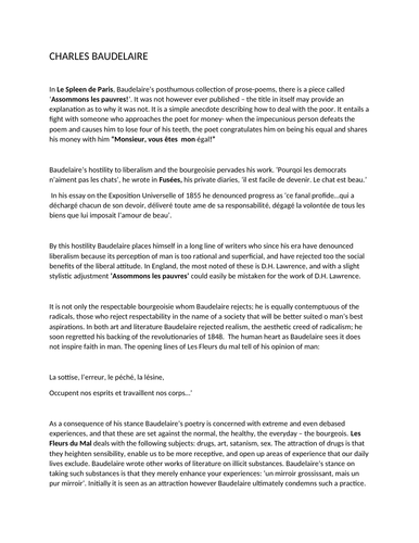 A LEVEL FRENCH INTERNATIONAL BACCALAUREAT revision notes on Charles ...