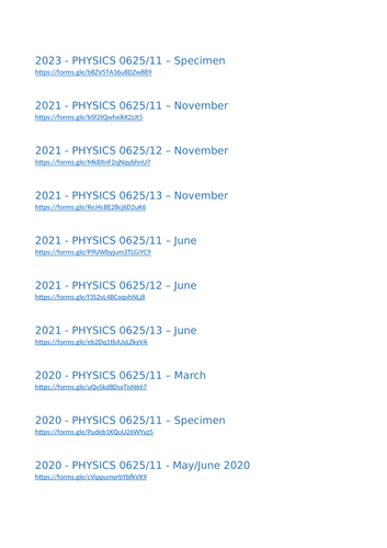 iGCSE Physics - 0625 - Paper 1 - All Papers as Self Marking Google ...