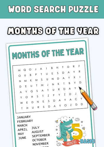 Months of the year Word Search Puzzle Worksheet Activities | Teaching ...