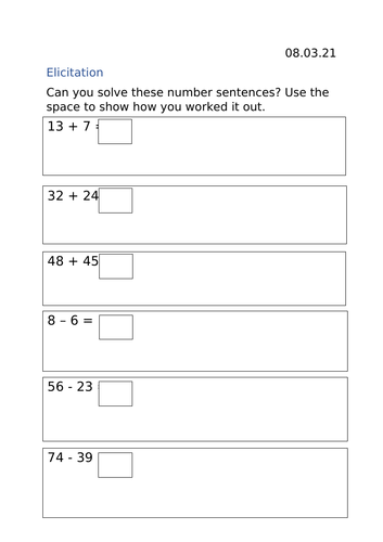 Year 2 Maths Elicitation Task Number | Teaching Resources
