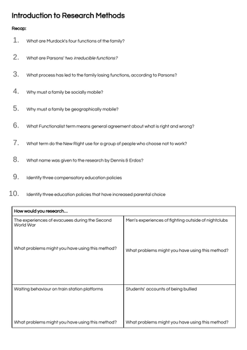 Sociology A-Level: Introduction to Methods | Teaching Resources