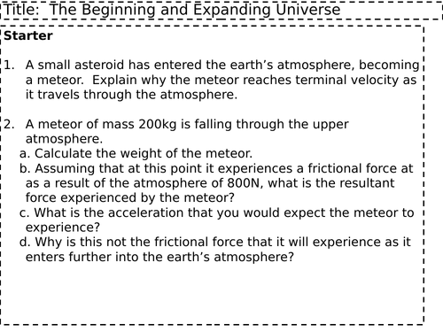 The expanding universe | Teaching Resources
