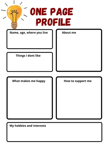 One Page Profile - Simple ASD | Teaching Resources
