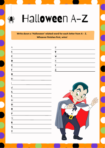 Halloween A-Z Game & Happy Halloween Word Creation Game - Fun Lesson ...