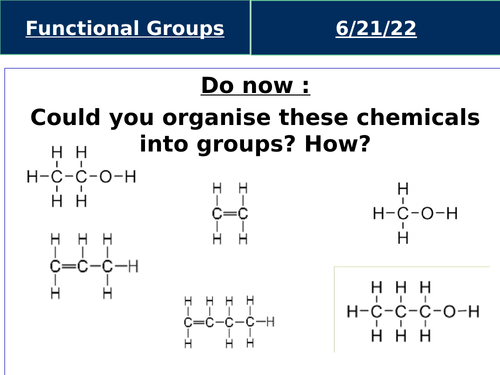 Igcse Organic Chemistry Lesson 1 Functional Groups Teaching Resources