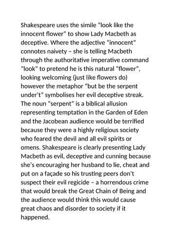 Model answer Shakespeare Macbeth - Lady Macbeth and 'look like the ...