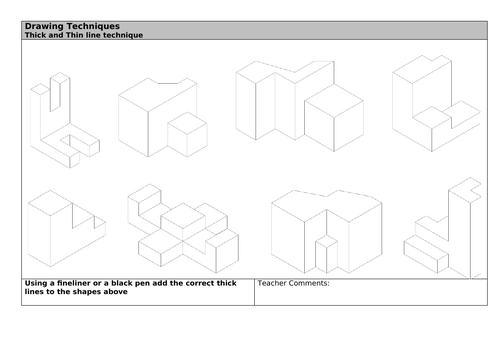 Thick and Thin Lines Worksheet | Teaching Resources