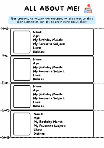 All About Me - back to school classroom icebreaker | Teaching Resources