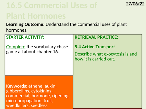 OCR Biology A- 16.5 The Commercial Use of Plant Hormone | Teaching ...