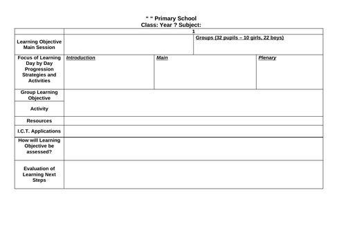 Blank Lesson Plan | Teaching Resources