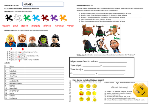 Descriptions in Spanish based on film Ferdinand | Teaching Resources