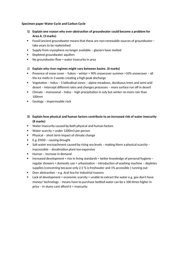 A-Level Geography Water Cycle Notes + Plans | Teaching Resources
