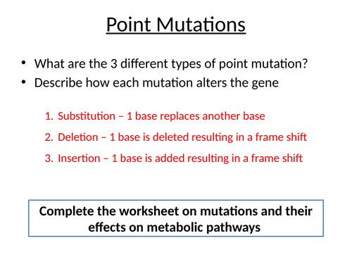 A-Level Biology - Gene Mutations Part 2 | Teaching Resources