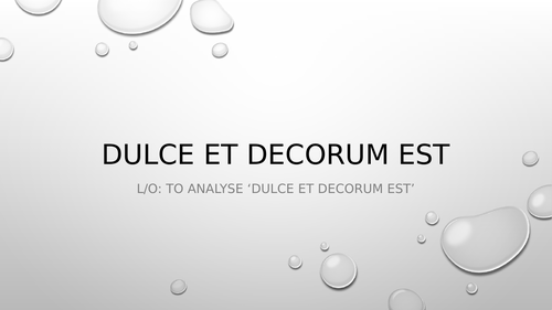 Dulce et decorum est- GCSE poetry analysis | Teaching Resources