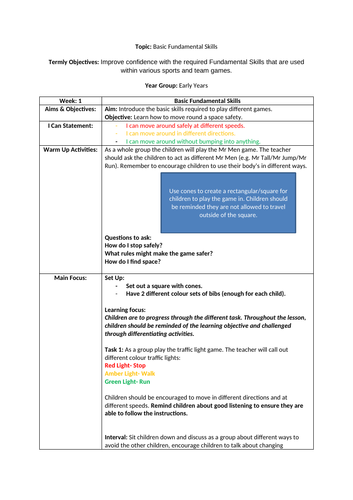 PE- Basic Findamental Skills Early Years | Teaching Resources
