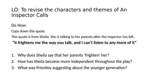 An Inspector Calls - Character Revision | Teaching Resources