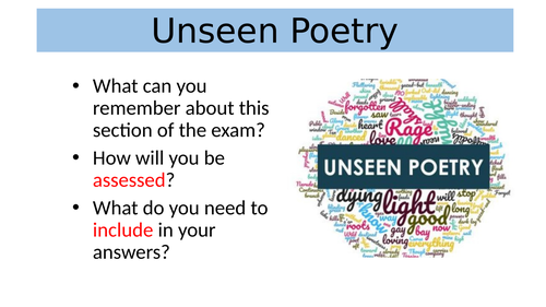Introduction to Unseen Poetry | Teaching Resources