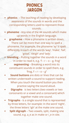 Phonics Jargon for parents | Teaching Resources