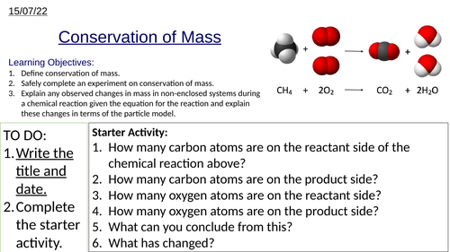 GCSE Chemistry Conservation of Mass: Complete Lesson | Teaching Resources