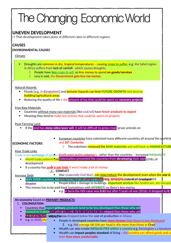GCSE Geography Economic World Notes (including case studies e.g. UK ...