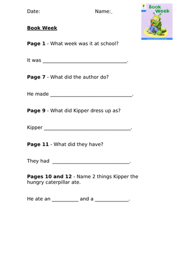 Book Week (ORT Level 3) Comprehension | Teaching Resources