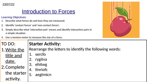 GCSE Physics Introduction to Forces: Complete Lesson | Teaching Resources